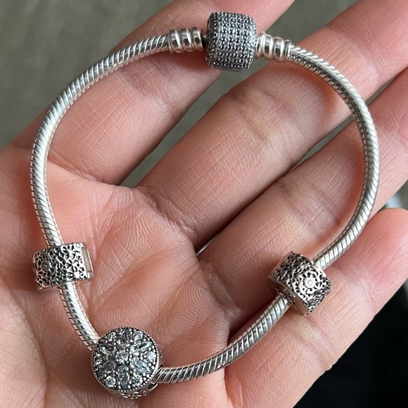 Pandora | Jewelry | Pandora Sparkling Bling Pave Barrel Clasp Snake ...